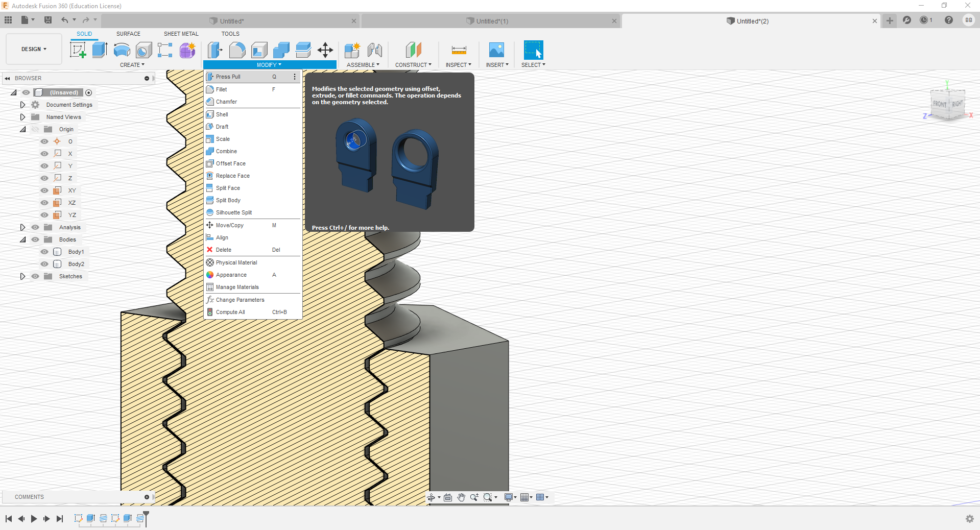 Fusion 360 Tuto : Comment faire un filetage ? - Artisan 3D / Service d ...