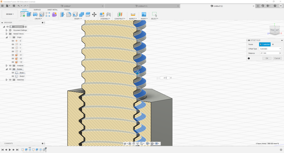 Fusion 360 Tuto : Comment faire un filetage ? - Artisan 3D / Service d ...